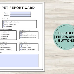 Pet Report Card Cat Report Card Dog Report Card Pet - Etsy