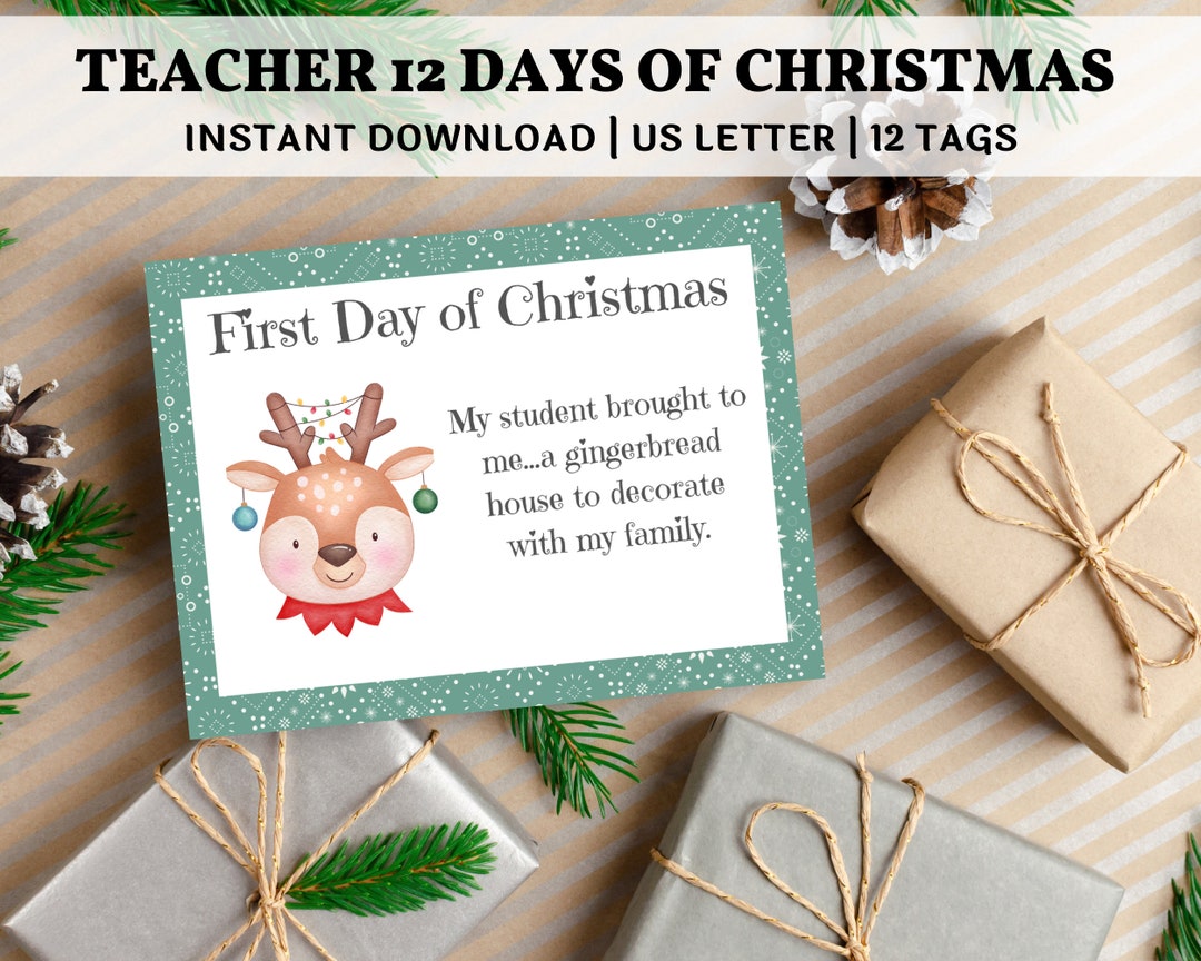 12 Days of Christmas Teacher Gift Tags Teacher Christmas Gift - Etsy