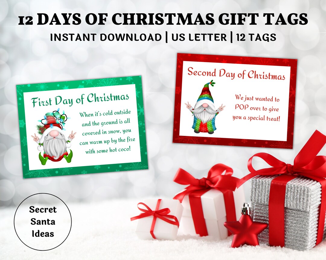12 Days of Christmas Gift Tags Secret Santa Printable - Etsy