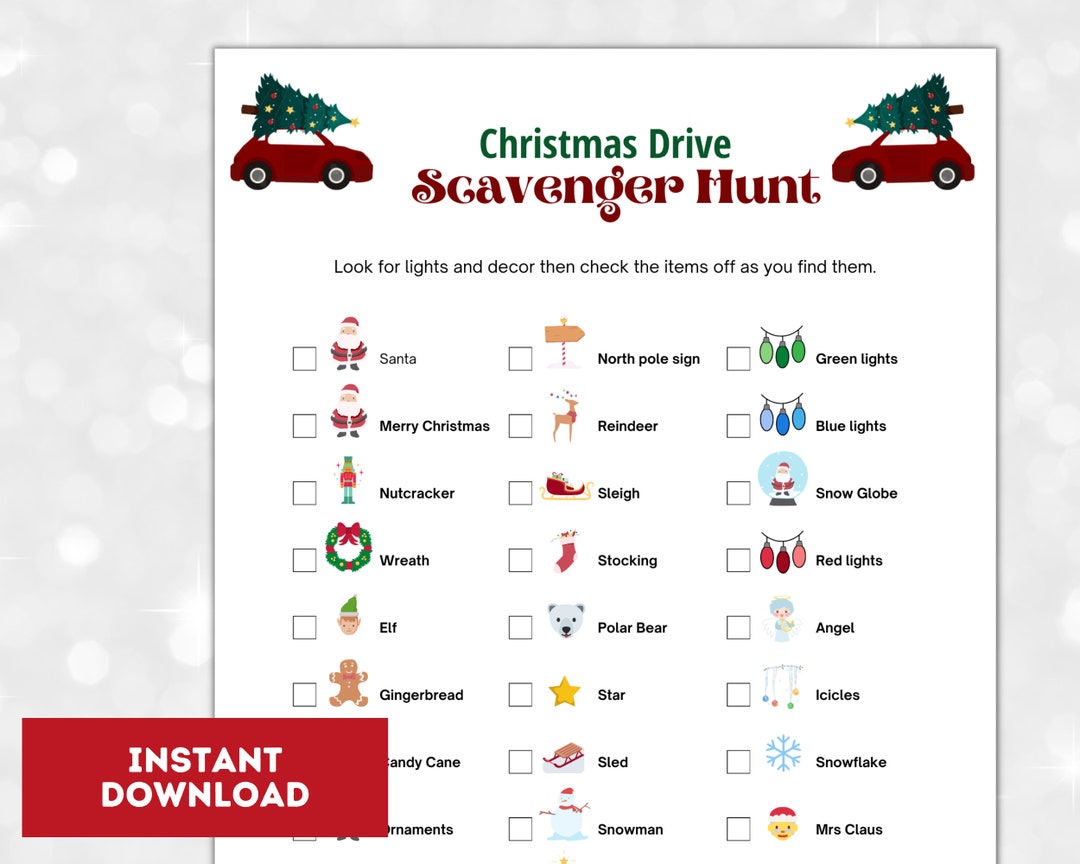 Christmas Lights Scavenger Hunt Holiday Drive Treasure Hunt - Etsy