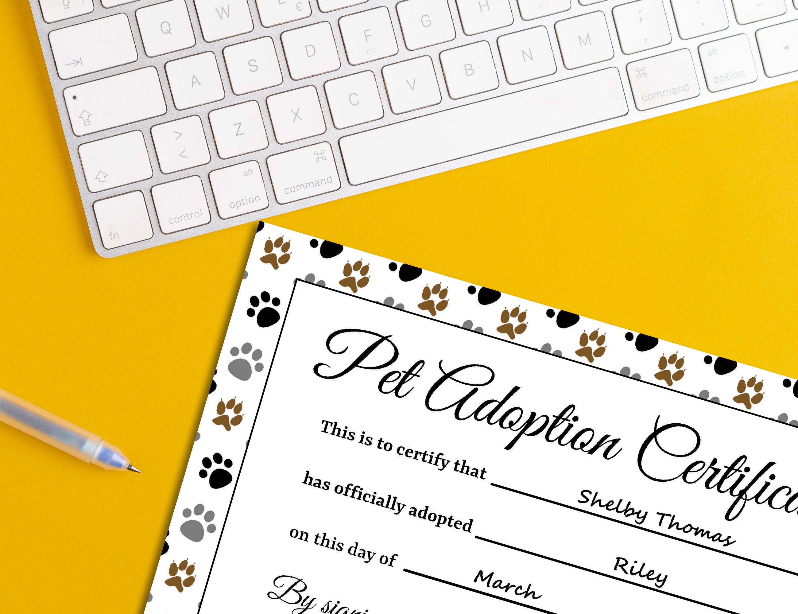 Pet Adoption Certificate Template, Dog Adoption Certificate, Pet ...