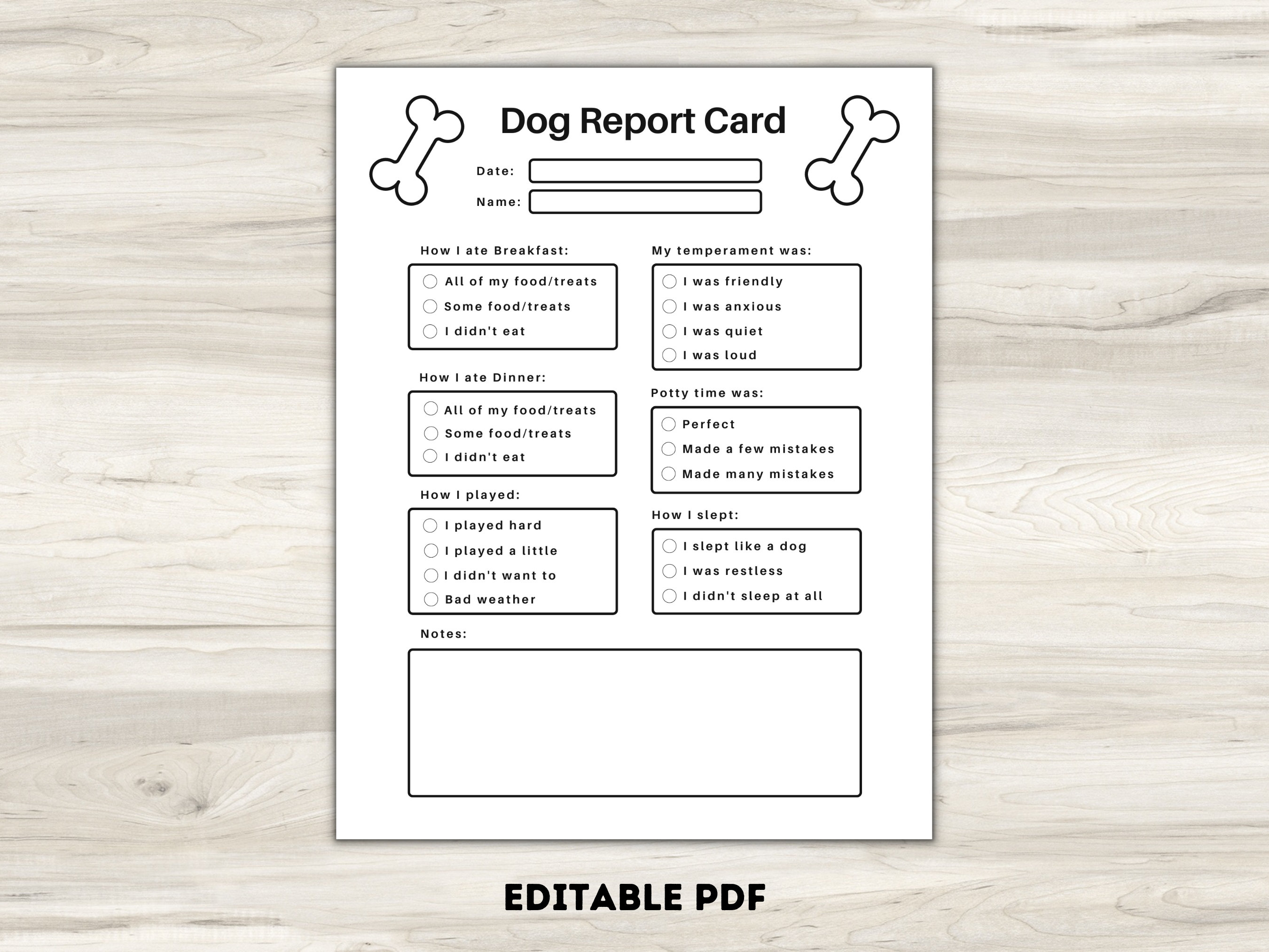 Dog Report Card, Pet Report Card, Pet Planner, Pet Sitter Report Card ...