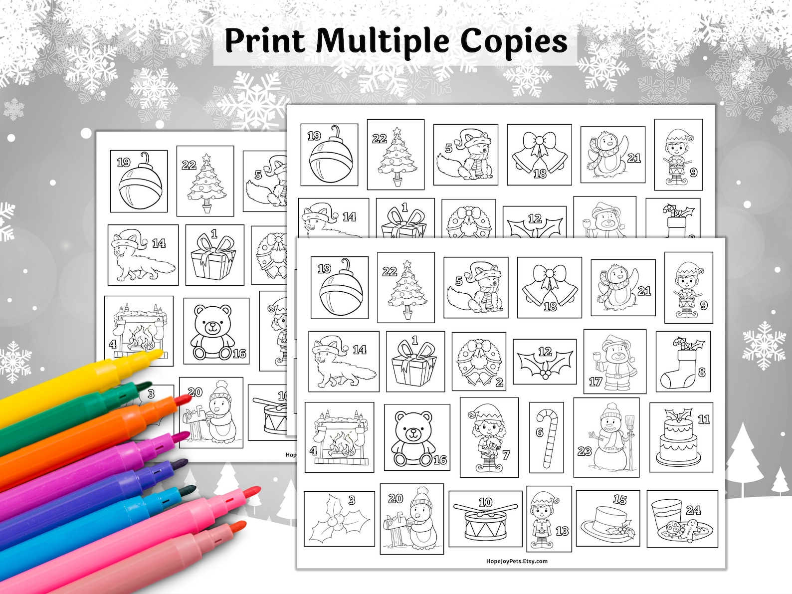 Coloring Christmas Countdown, Coloring Advent Calendar for Kids, Kids ...
