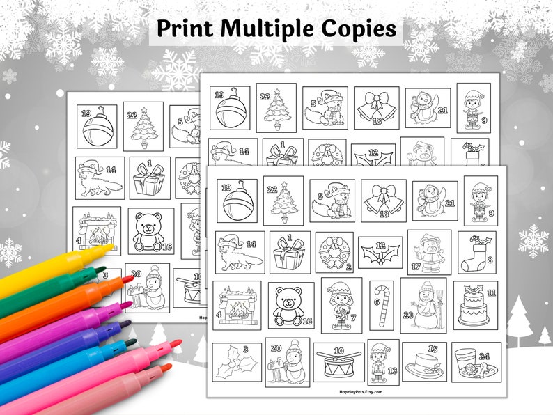Coloring Christmas Countdown, Coloring Advent Calendar for Kids, Kids ...