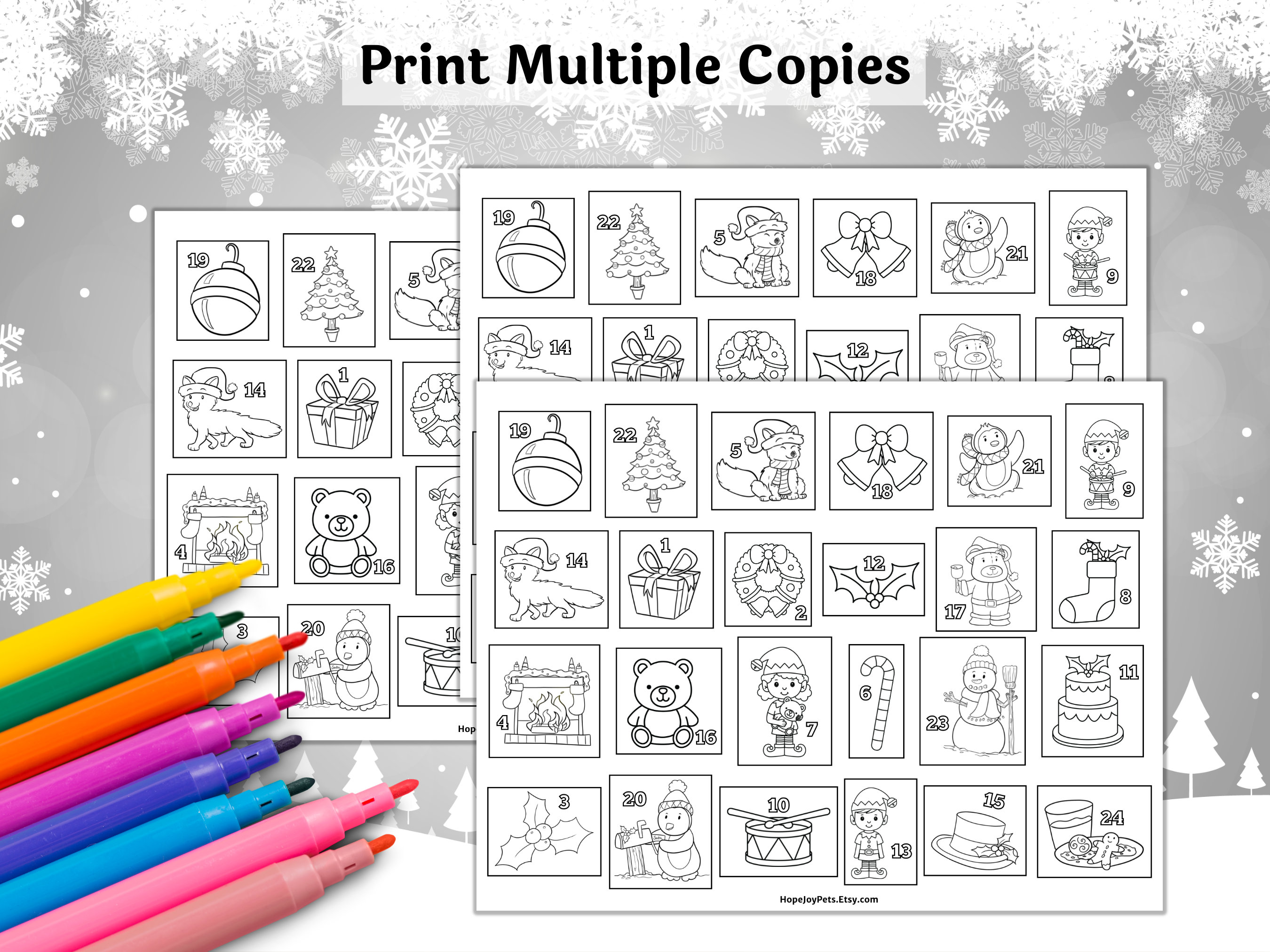 Coloring Christmas Countdown, Coloring Advent Calendar for Kids, Kids ...