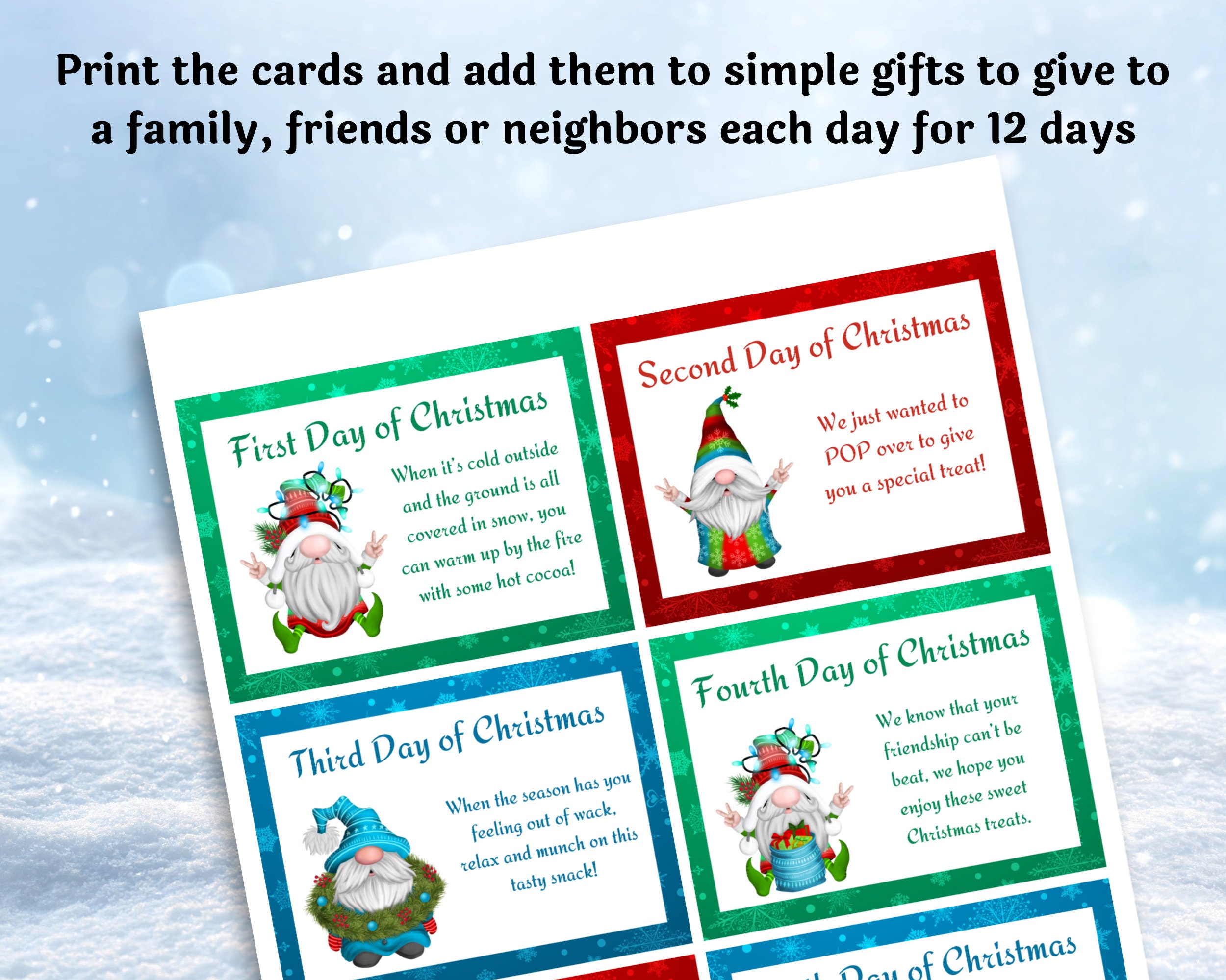 12 Days of Christmas Gift Tags, Secret Santa Printable, Christmas ...