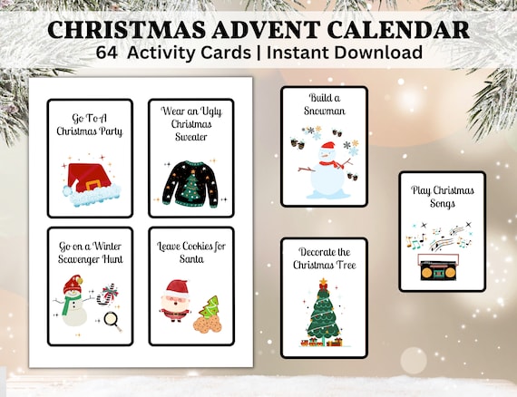 Christmas Advent Calendar Activity Cards Christmas Countdown - Etsy