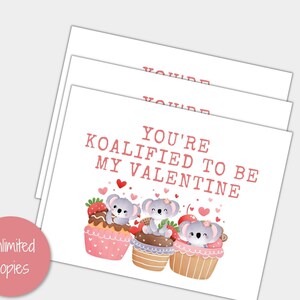 Koala Valentine Greeting Card Printable, Valentine's Day Digital ...