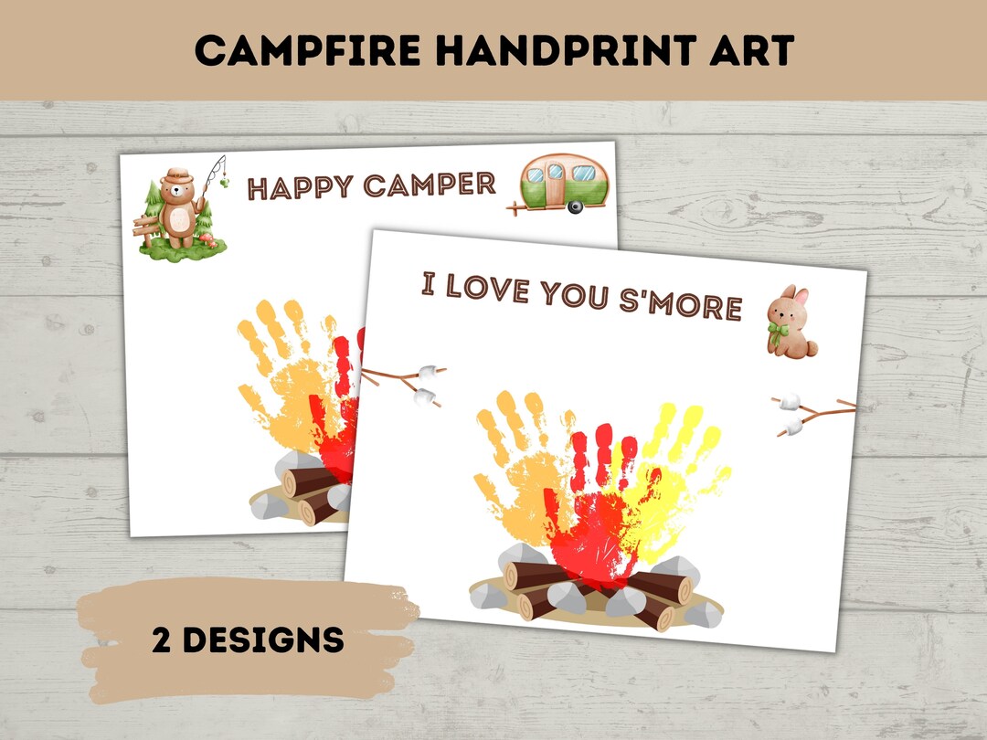 Campfire Handprint Art, Family Handprint Art, Handprint Craft, Happy ...