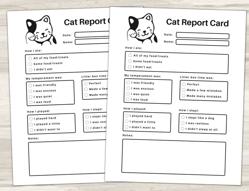 Cat Report Card Printable: Pet Sitter Business (editable PDF) - Etsy