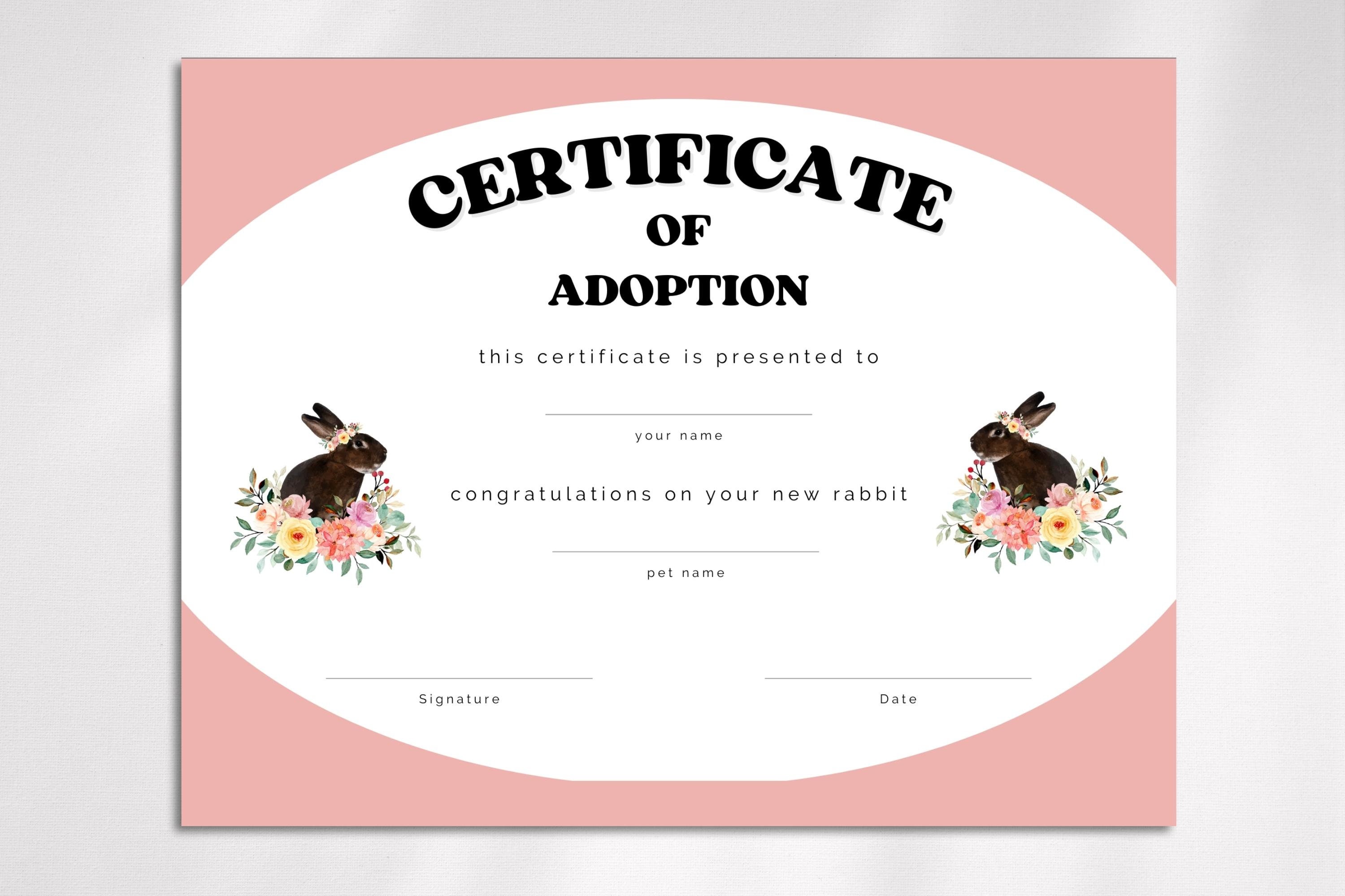 Rabbit Birth Certificate Template