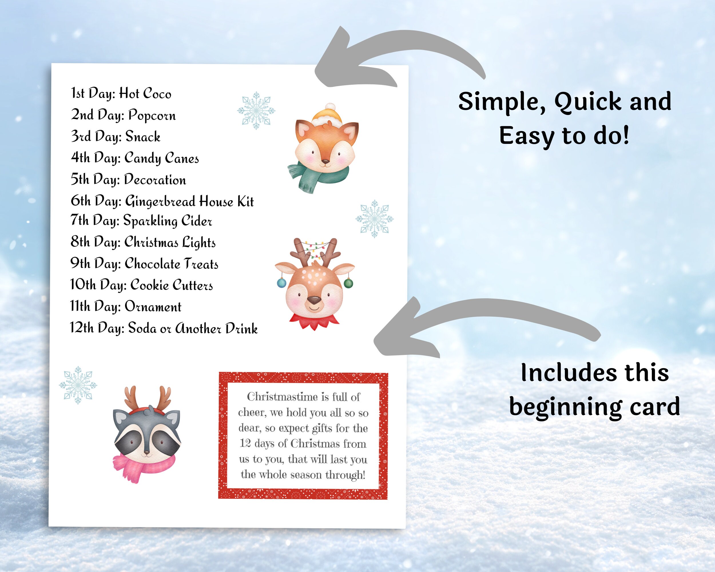 12 Days of Christmas Gift Tags, Secret Santa Printable, Christmas ...