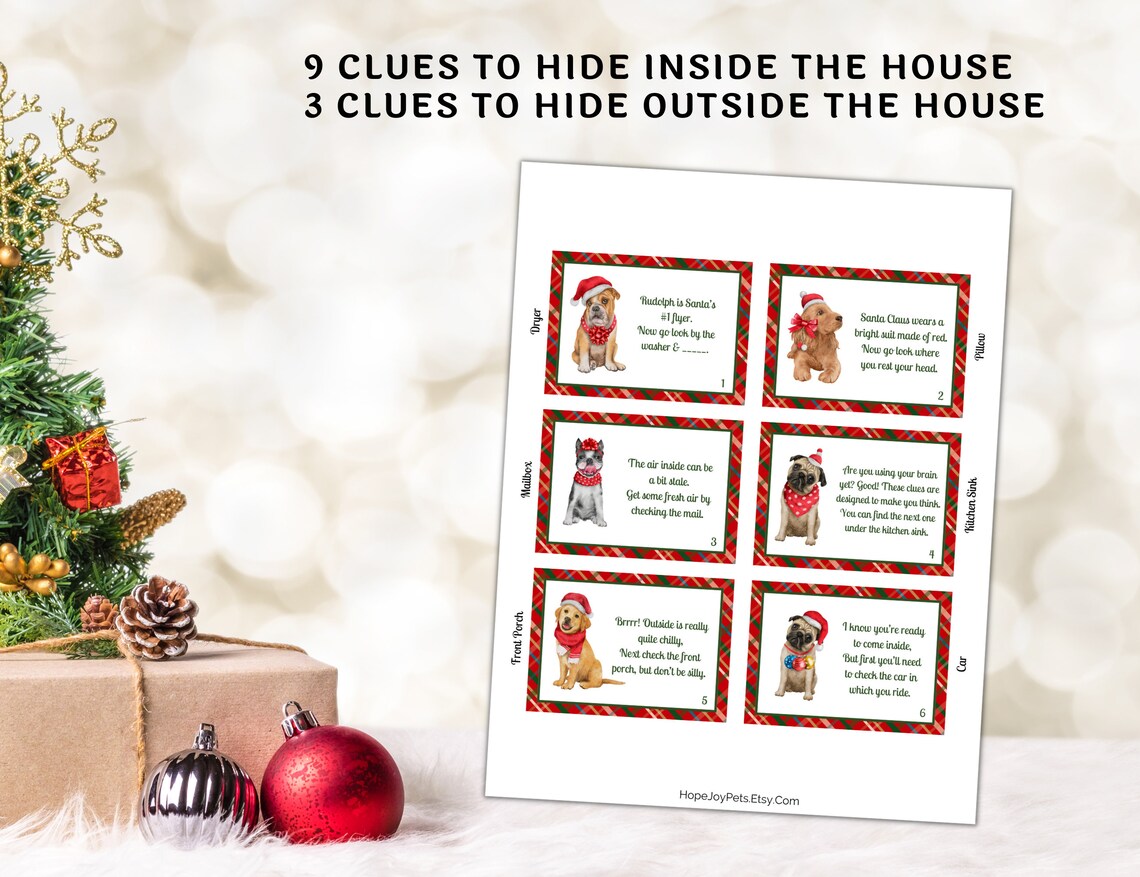 Christmas Scavenger Hunt Clues, Treasure Hunt Clues for Kids, Christmas ...
