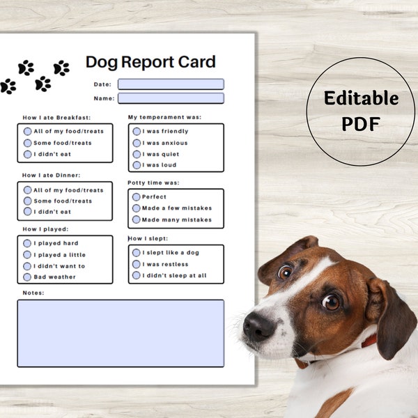 Dog Report Card - Etsy