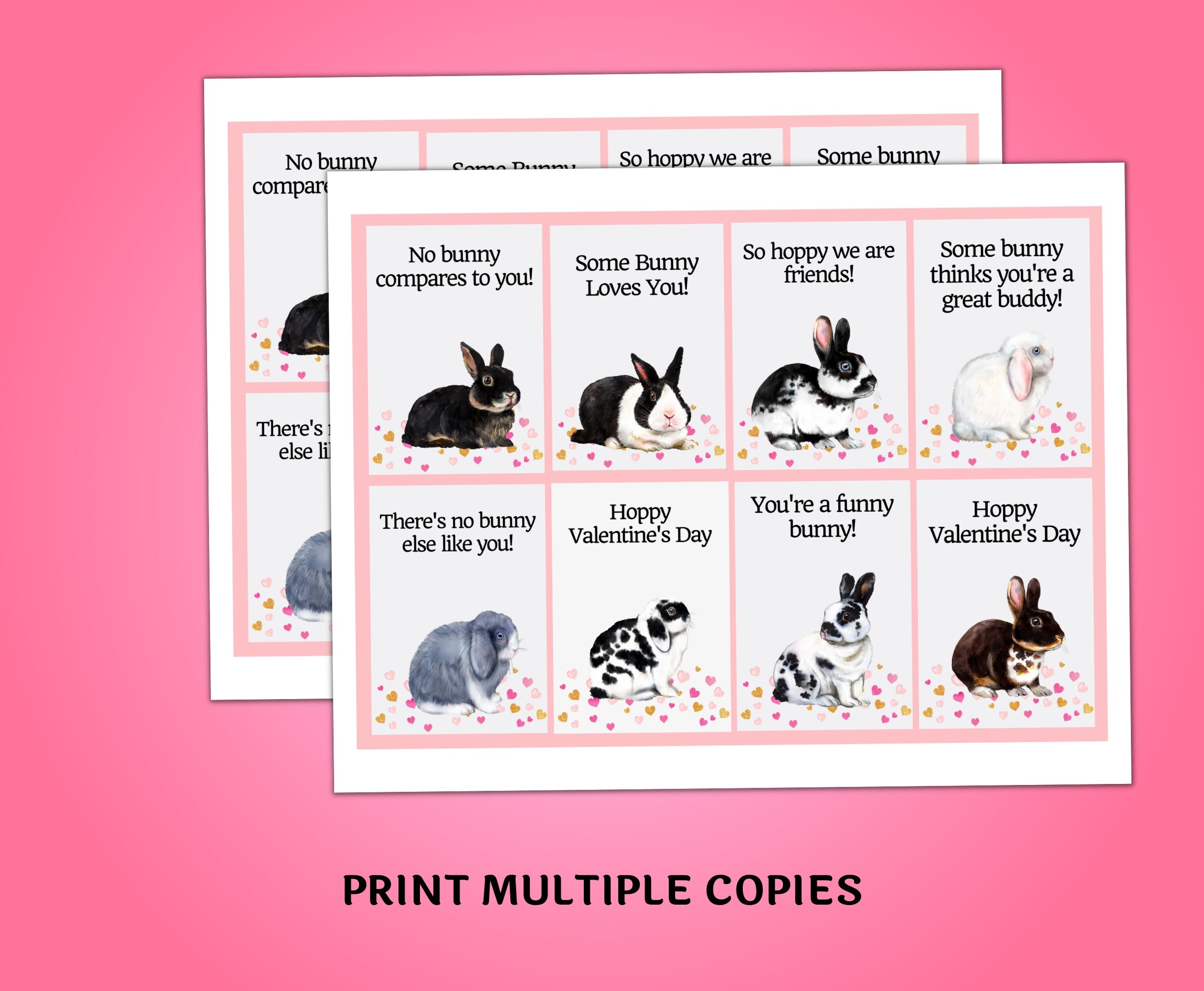 Cute Bunny Valentine's Cards Printable for Classroom Valentines, Last ...