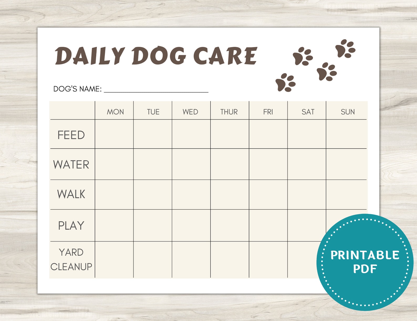 Dog Chore Chart for Kids Pet Planner Pet Chore Chart Puppy - Etsy
