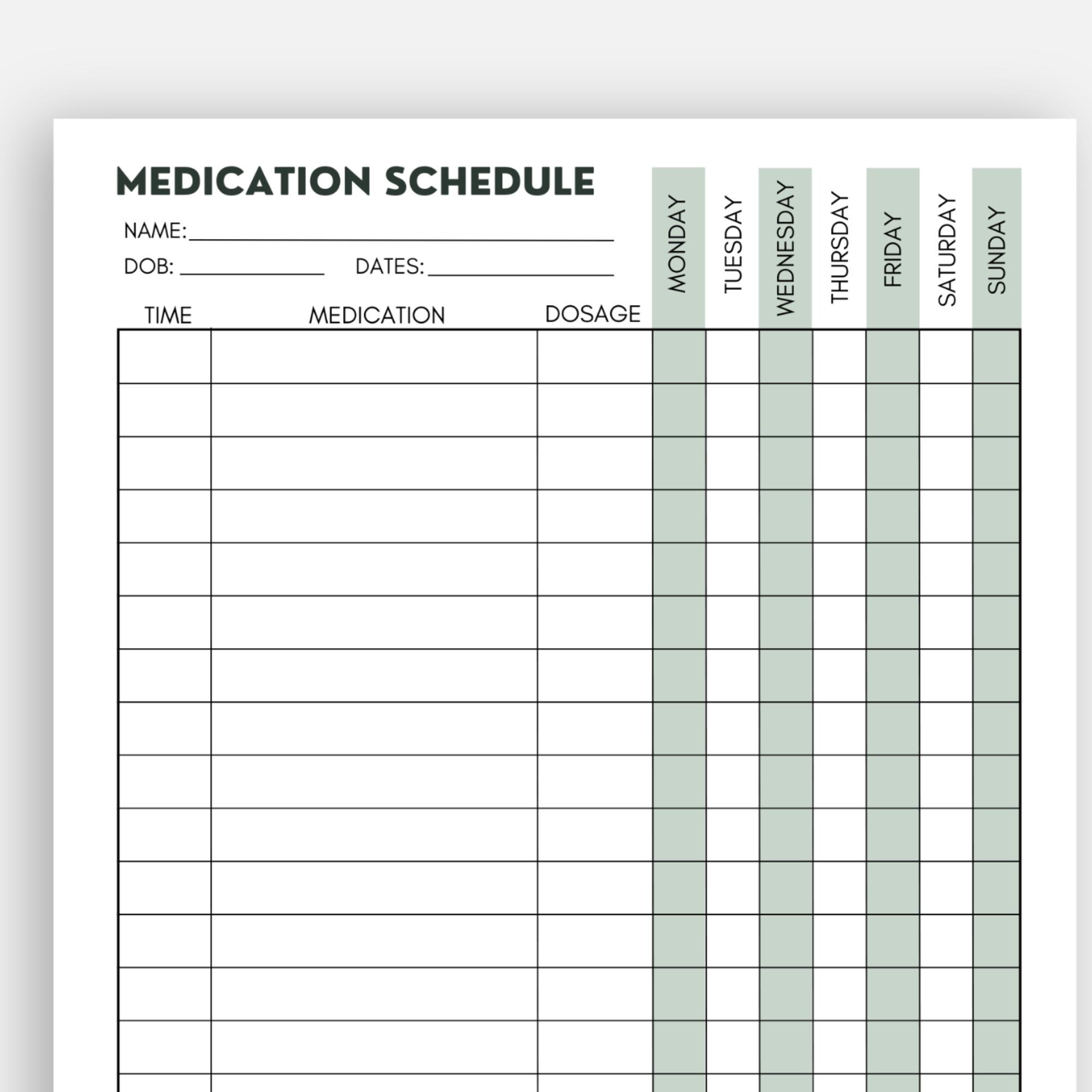 Daily Medication Tracker Printable – Simple Pill & Dosage Log for ...