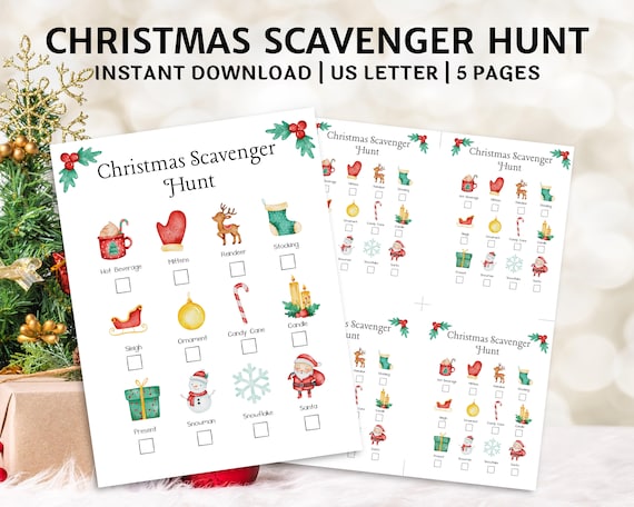 Christmas Scavenger Hunt Printable Christmas Games for Kids - Etsy