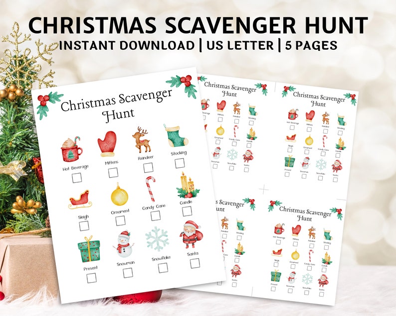 Christmas Scavenger Hunt Printable Christmas Games for Kids - Etsy