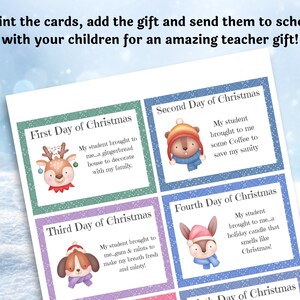 12 Days of Christmas Teacher Gift Tags, Teacher Christmas Gift ...