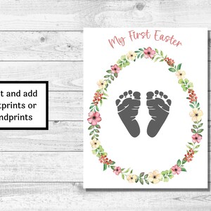Baby's First Easter Handprint Art, Baby Footprint Art Printable, My 1st ...