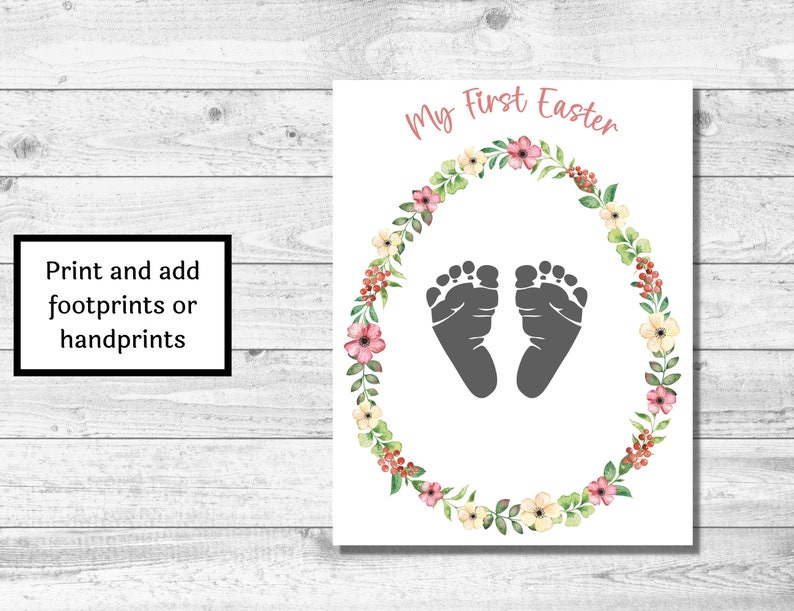 Baby's First Easter Handprint Art, Baby Footprint Art Printable, My 1st ...