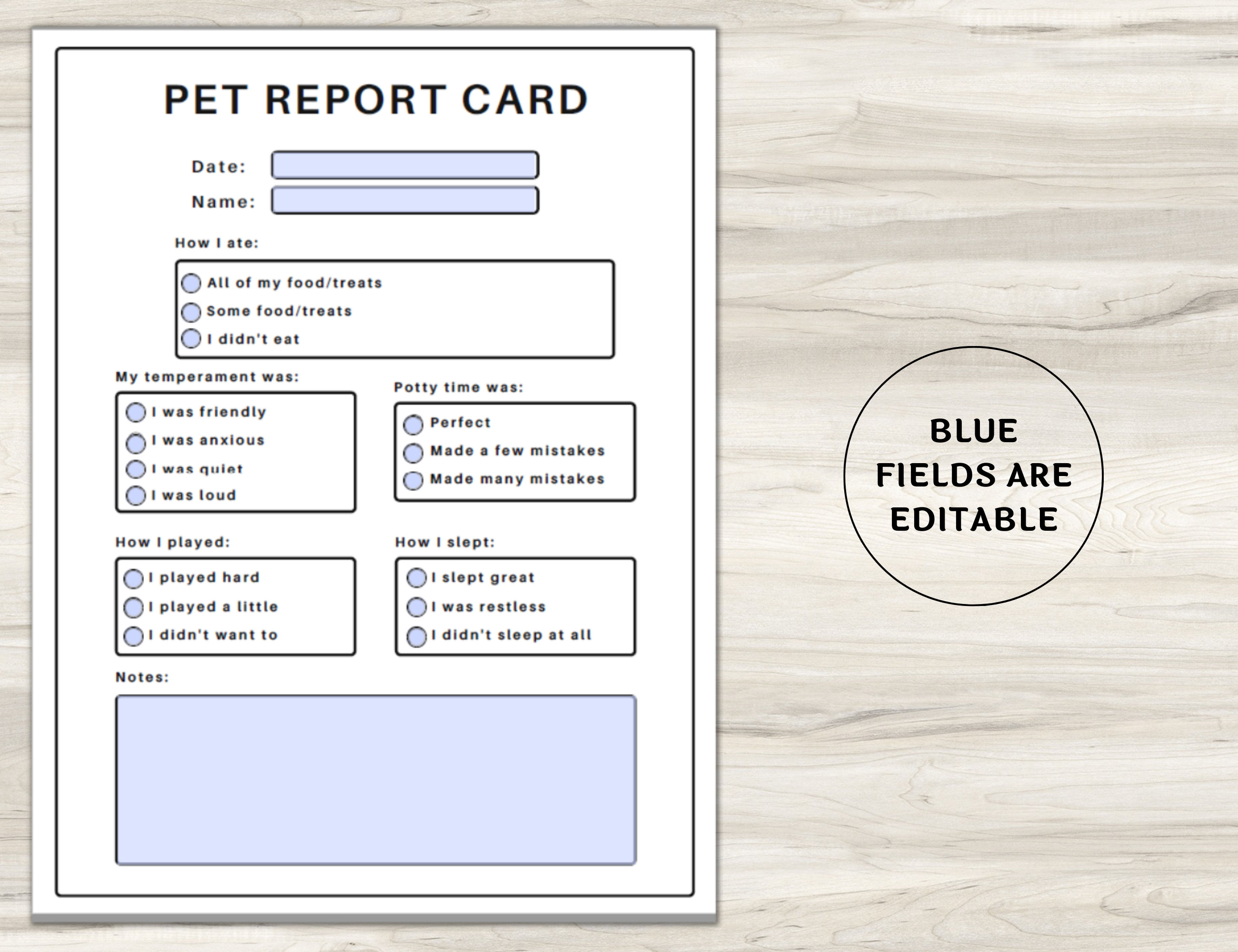 Pet Report Card, Cat Report Card, Dog Report Card, Pet Planner, Pet ...