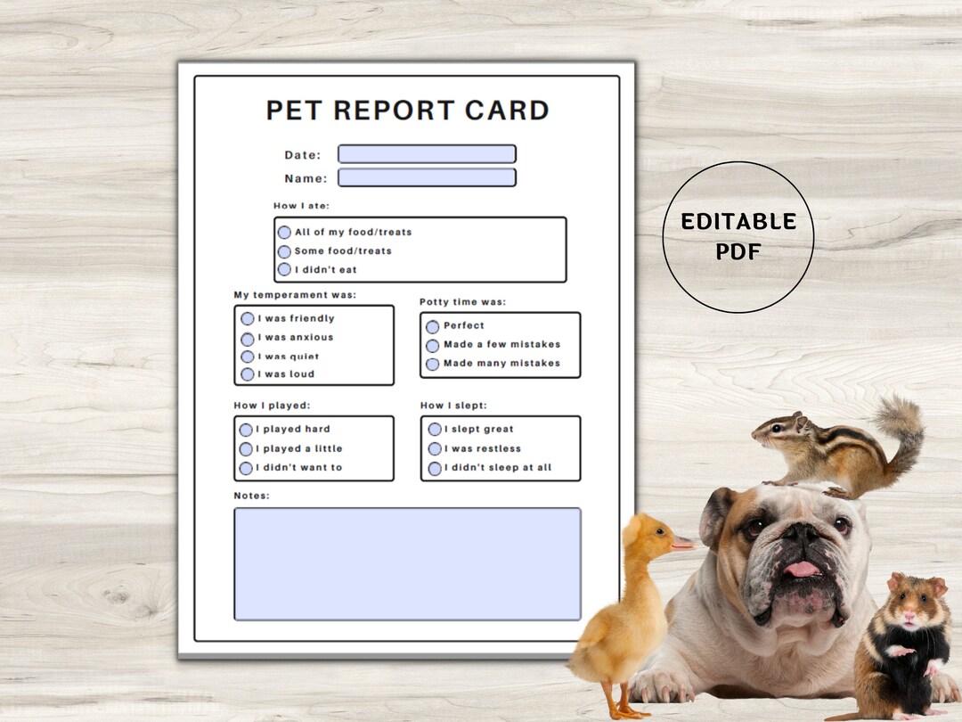 Pet Report Card, Cat Report Card, Dog Report Card, Pet Planner, Pet ...
