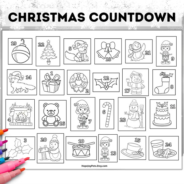 Christmas Countdown Coloring - Etsy