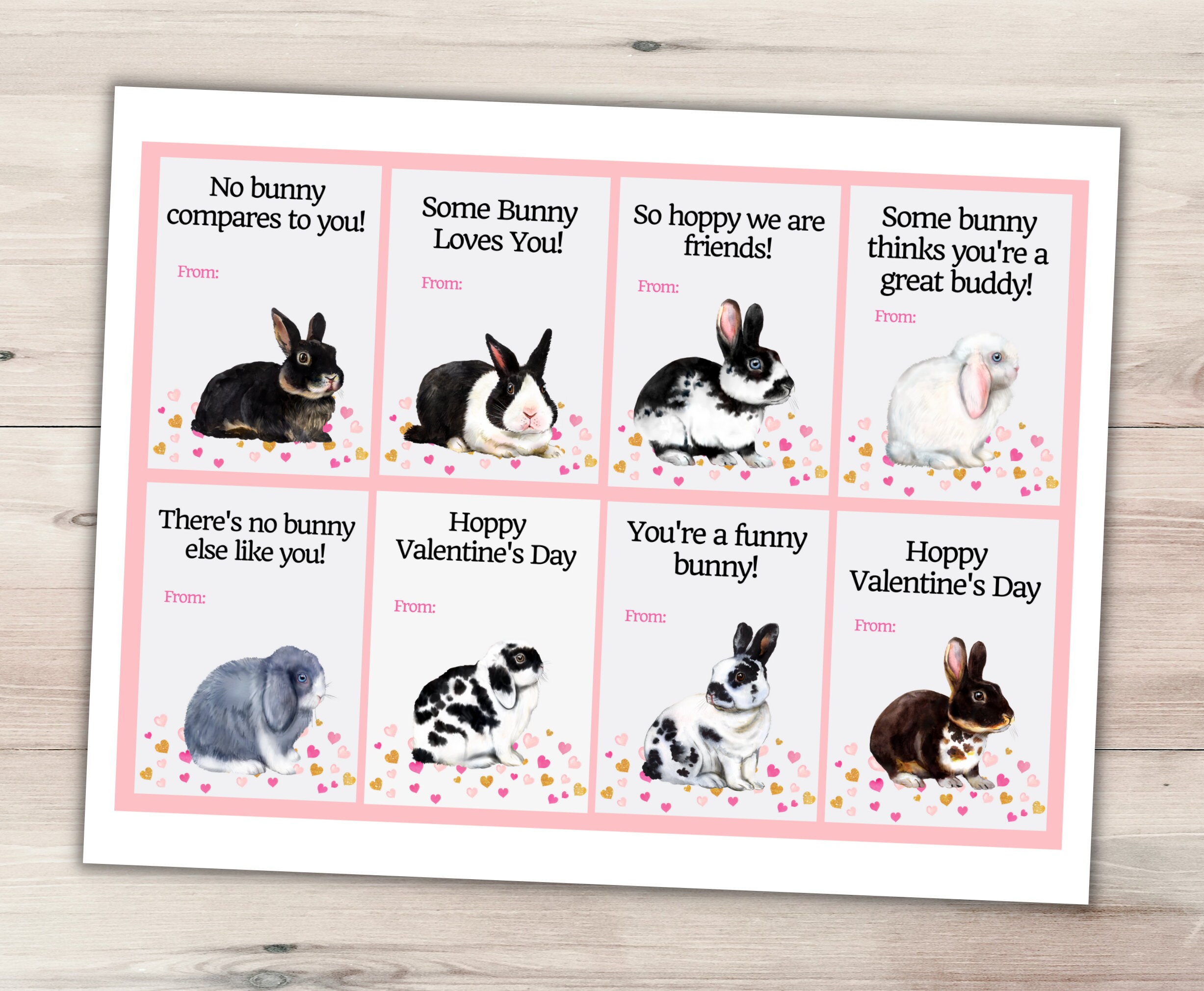 Cute Bunny Class Valentines Cards, Classroom Valentines Cards, Last ...