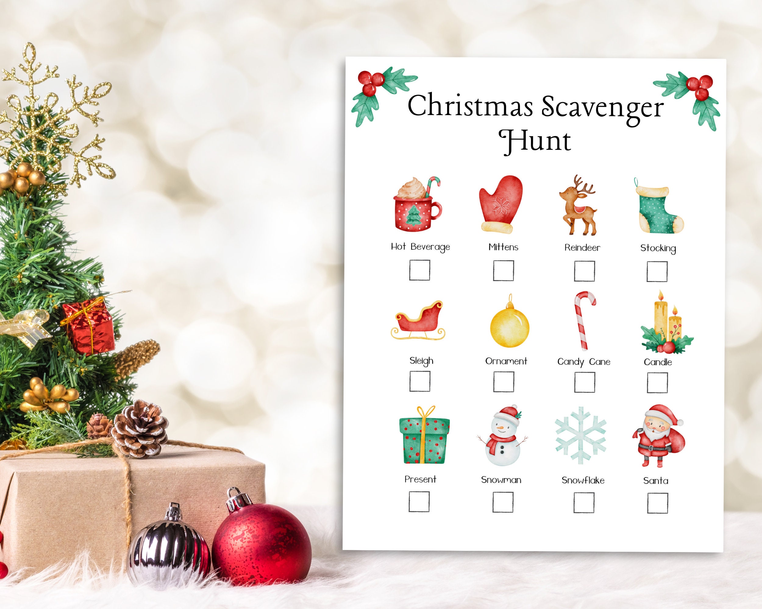 Christmas Scavenger Hunt Printable, Christmas Games for Kids, Holiday ...