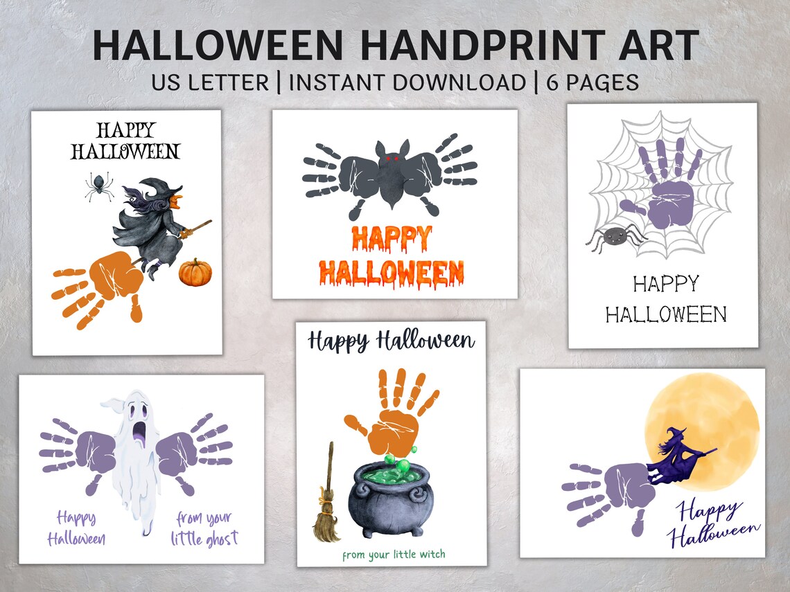 Halloween Handprint Art for Kids Footprint Art Halloween - Etsy
