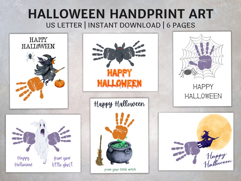 Halloween Handprint Art for Kids Footprint Art Halloween - Etsy
