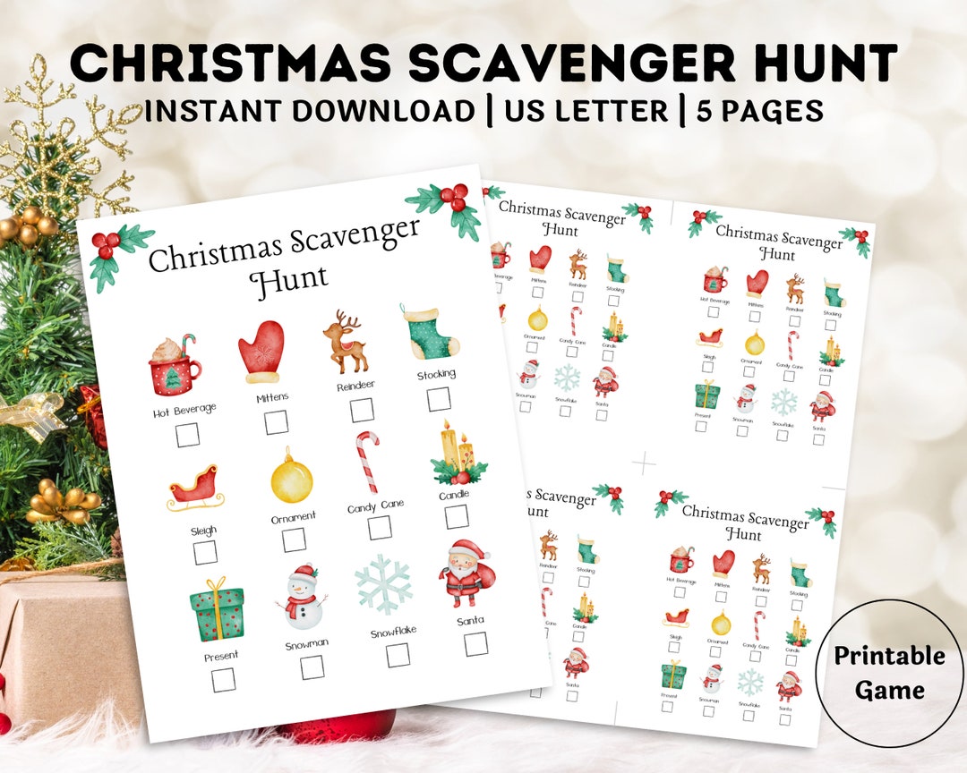 Christmas Scavenger Hunt Printable Christmas Games for Kids - Etsy