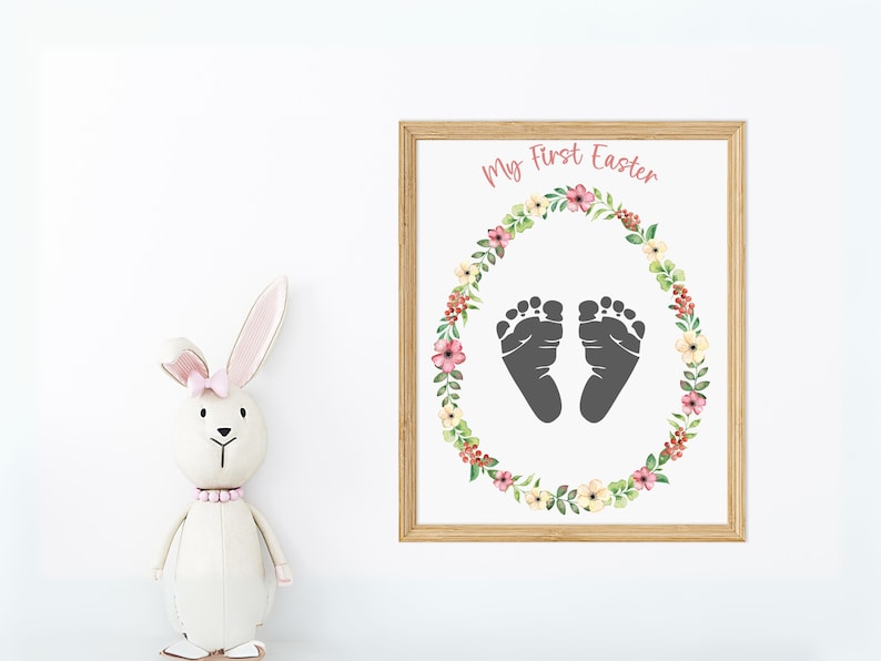 Baby's First Easter Handprint Art, Baby Footprint Art Printable, My 1st ...