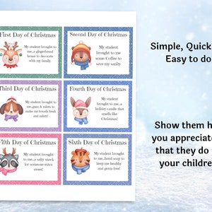 12 Days of Christmas Teacher Gift Tags, Teacher Christmas Gift ...