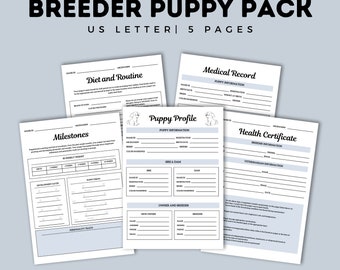 Breeder Puppy Pack, Dog Breeder Forms, Dog Breeder Records, Printable ...