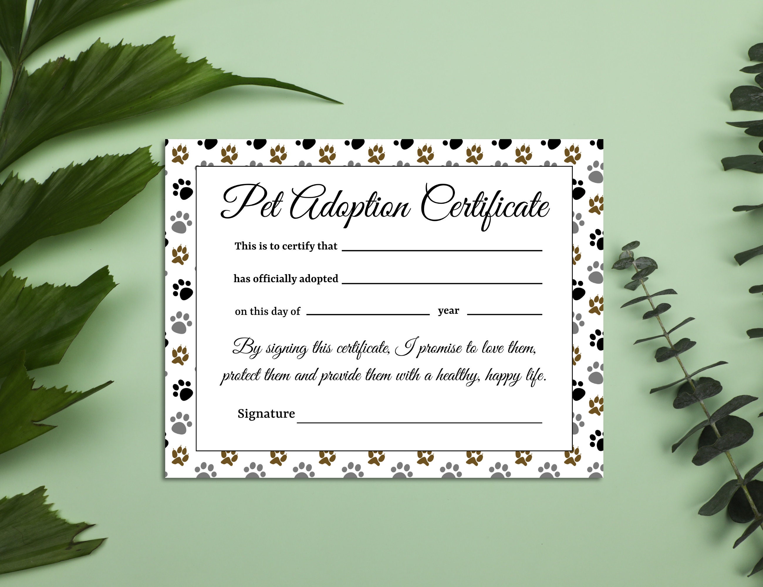 Pet Adoption Certificate Template, Dog Adoption Certificate, Pet ...
