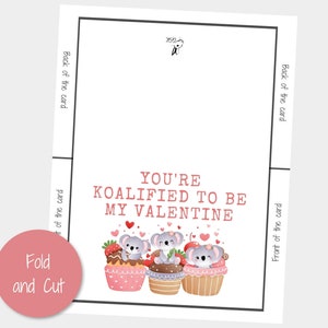 Koala Valentine Greeting Card Printable, Valentine's Day Digital ...