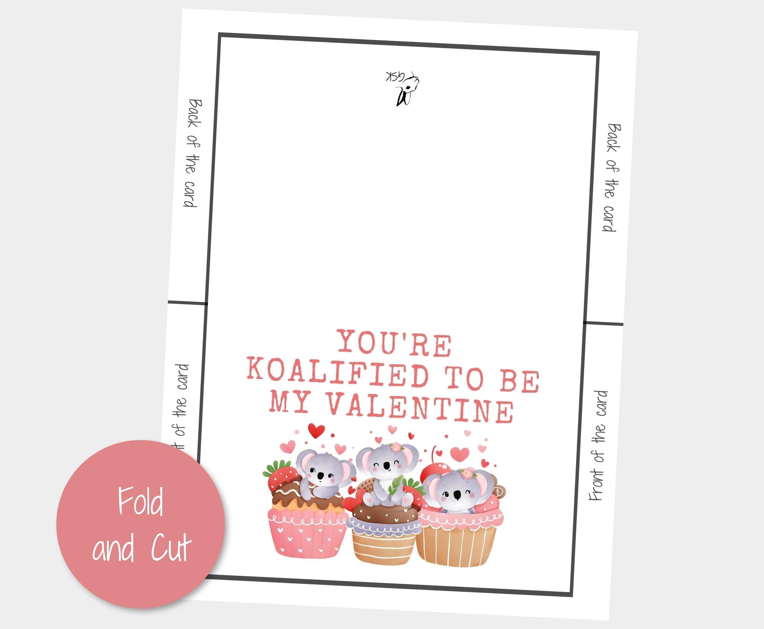 Koala Valentine Greeting Card Printable, Valentine's Day Digital ...