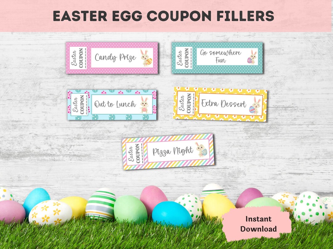 Easter Egg Coupon Fillers: Kids Activity, Egg Hunt Printable (PDF) - Etsy