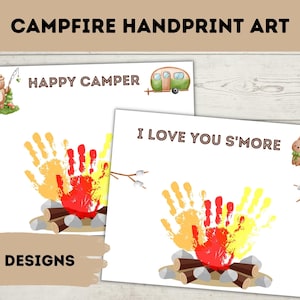 Campfire Handprint Art, Family Handprint Art, Handprint Craft, Happy ...