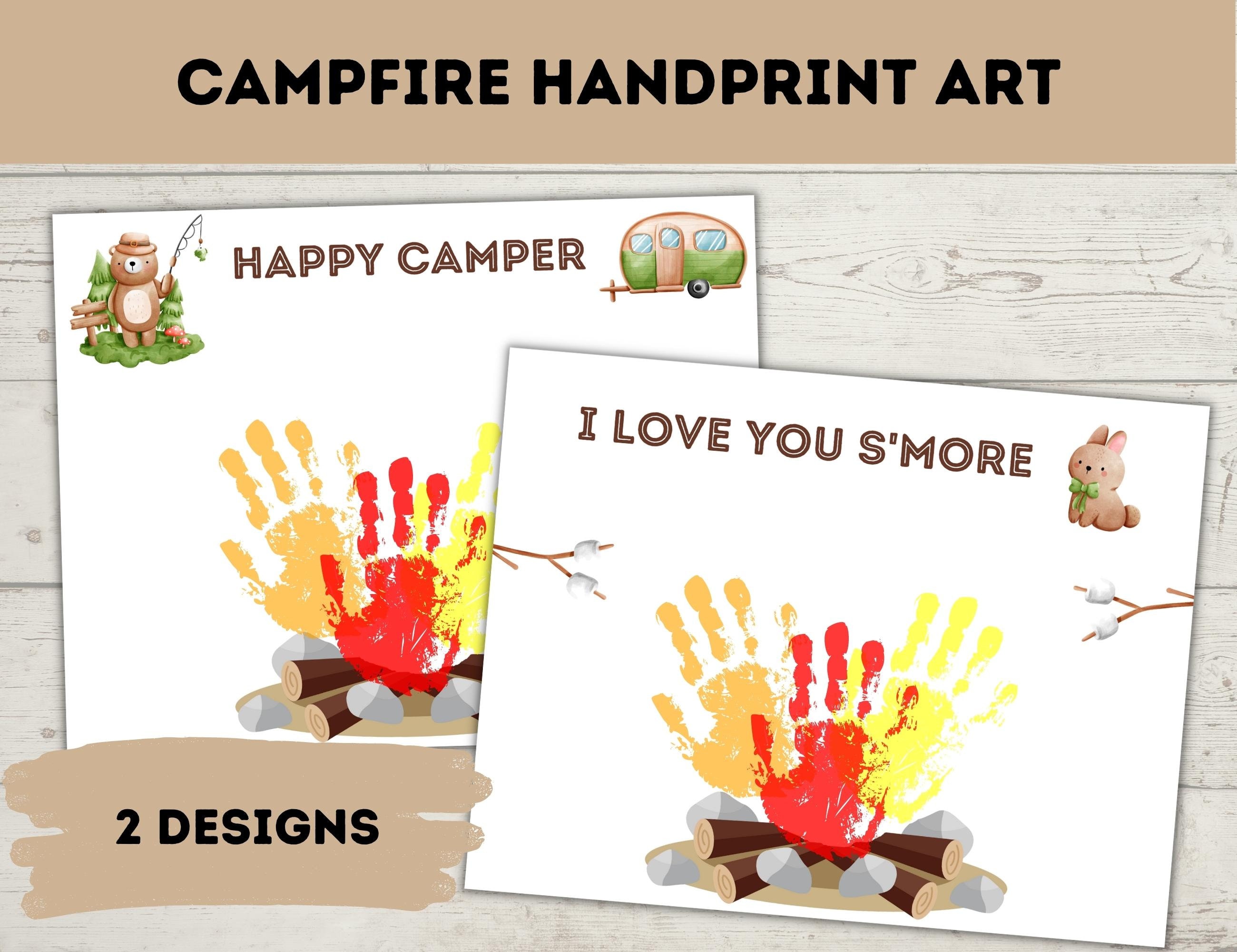 Campfire Handprint Art, Family Handprint Art, Handprint Craft, Happy ...