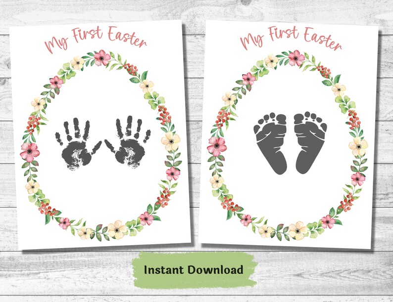 Baby's First Easter Handprint Art, Baby Footprint Art Printable, My 1st ...