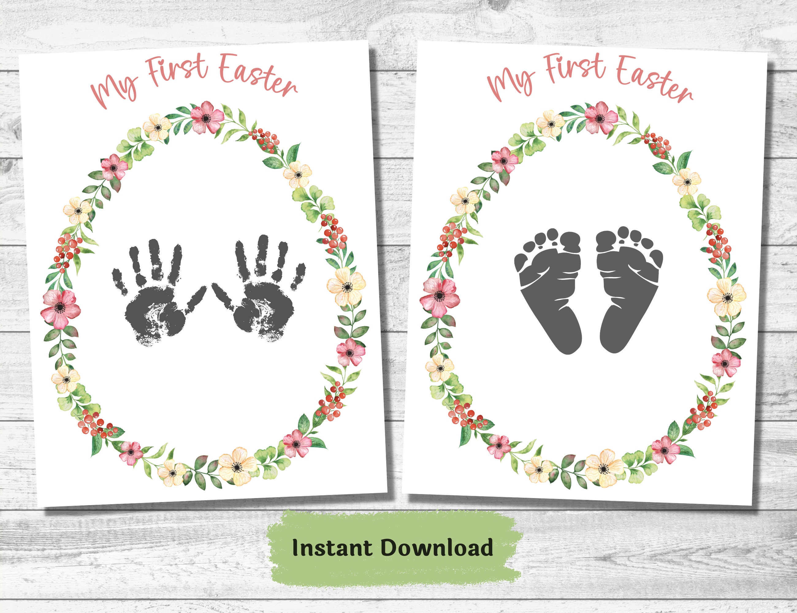 Baby's First Easter Handprint Art, Baby Footprint Art Printable, My 1st ...