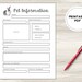 Pet Information Sheet, Rabbit Care Sheet, Rabbit Care Business, Pet ...