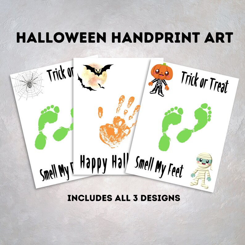 Halloween Printable Handprint Art for Kids, Footprint Art, Kids Crafts ...