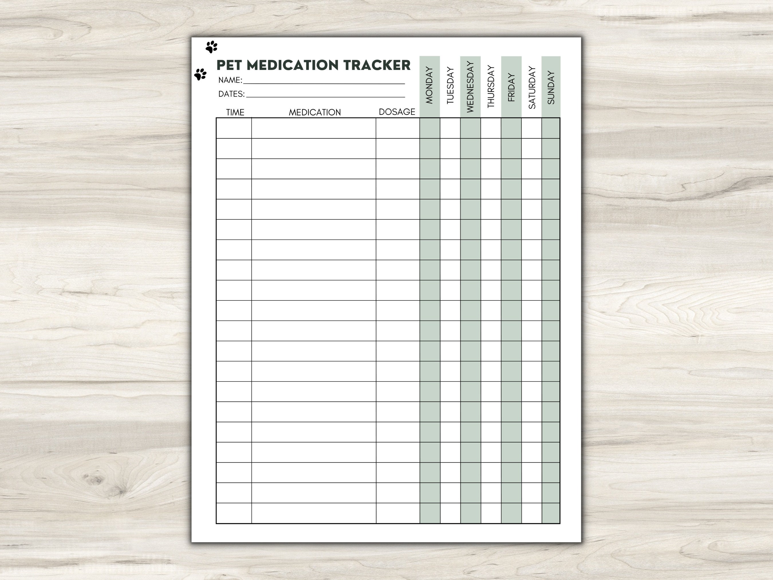 Pet Medication Tracker Printable: Dog & Cat Medicine Log (US Letter, A4 ...