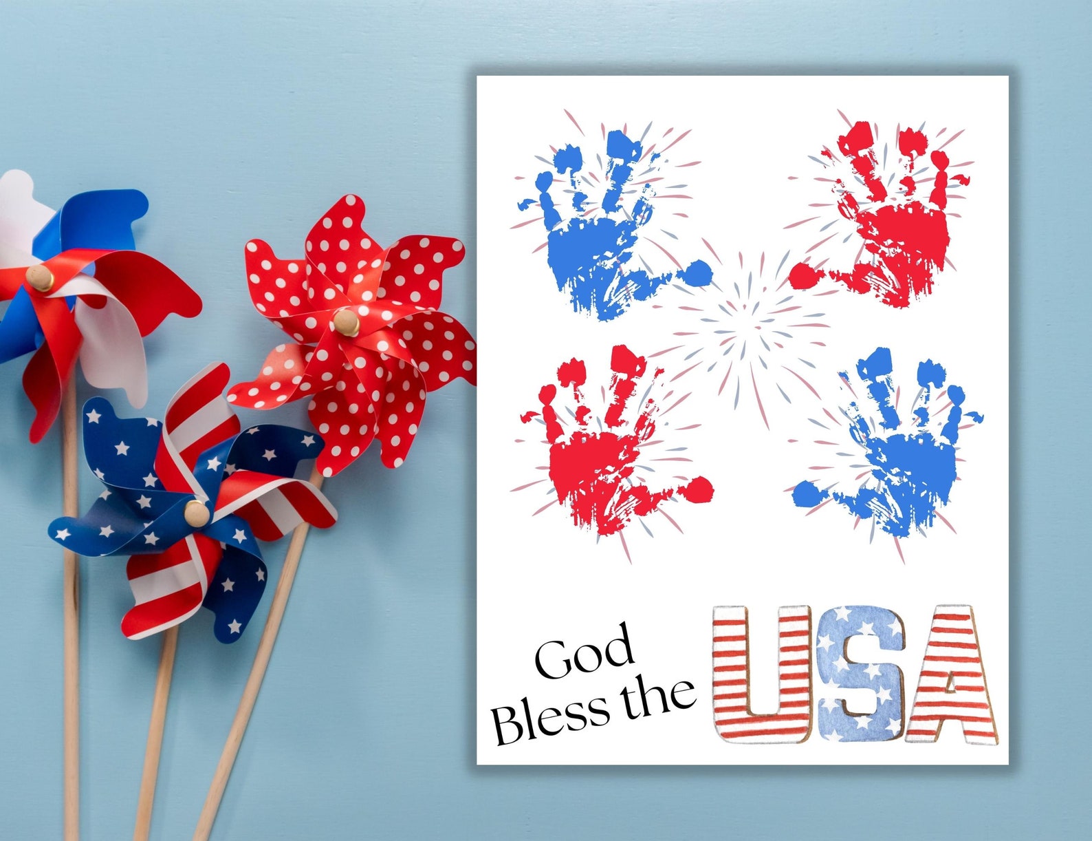 4th of July Handprint Art, Family Handprint Art, Handprint Craft ...