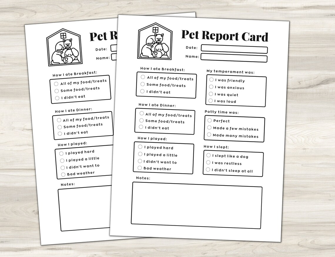Pet Report Card, Dog Report Card, Cat Report Card, Dog Boarding Report ...